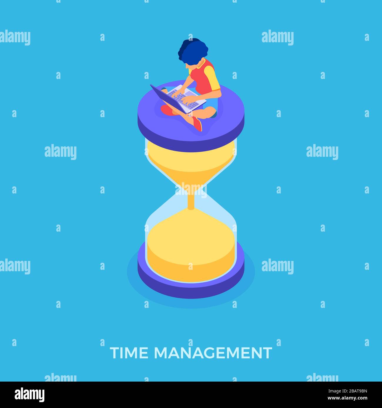 time management with girl and hourglass Stock Vector Image & Art - Alamy