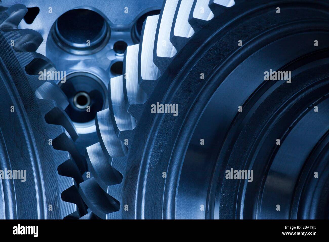 Close-up of cog wheels in an engine - focus on the foreground Stock ...