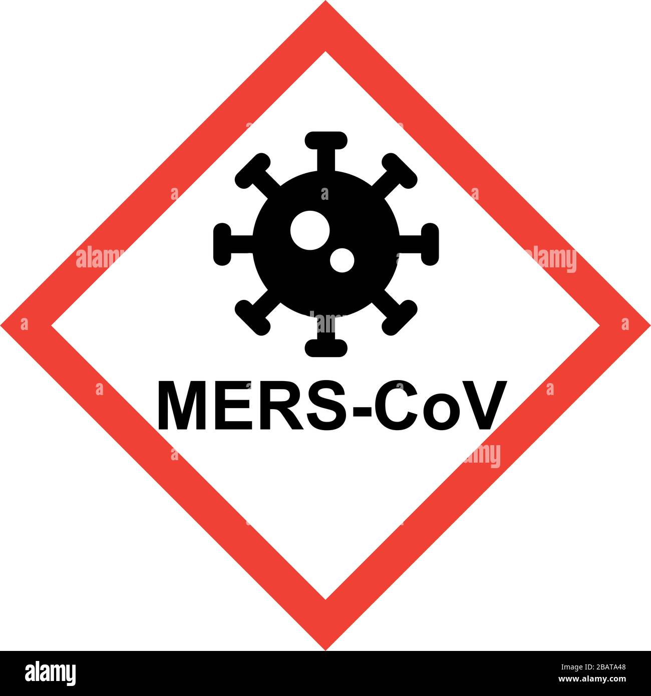 Red hazard sign with virus symbol and MERS-CoV text Stock Photo - Alamy