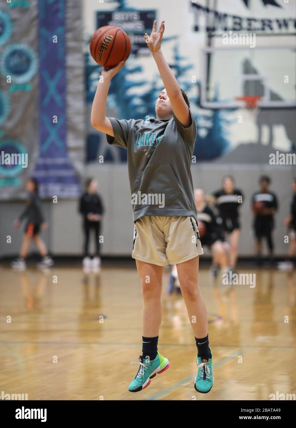 Basketball action with Lewis and Clark vs Lake City High School in ...