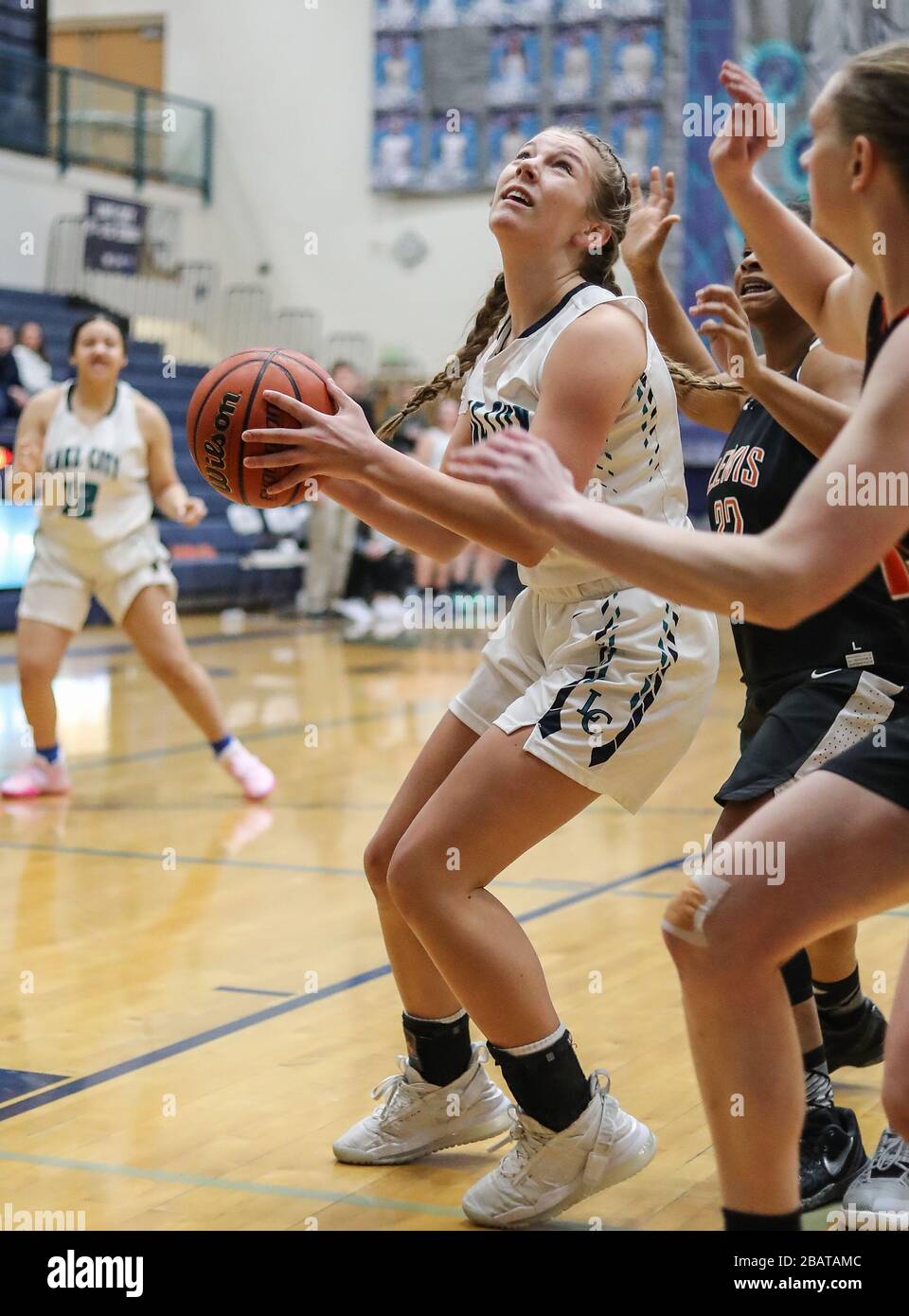 Basketball action with Lewis and Clark vs Lake City High School in ...