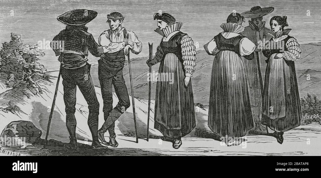 Spain, Aragon. Costumes of High Aragon. Illustration by Fernando ...