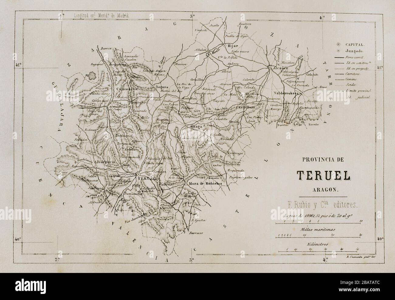 Spain, Aragon. Map of the Teruel Province, 19th century. Cronica ...