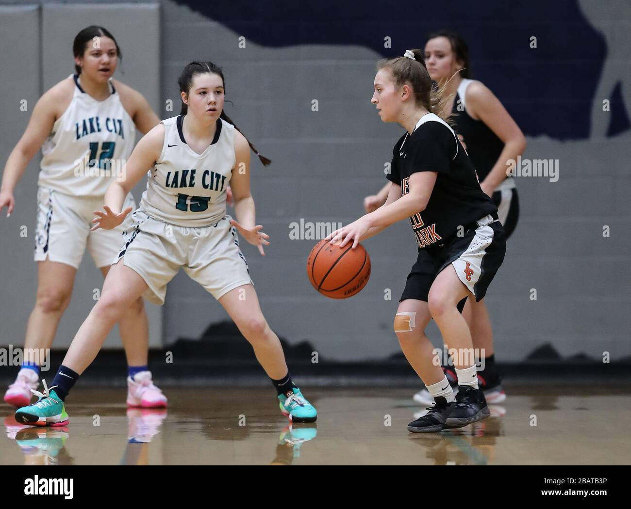 Basketball action with Lewis and Clark vs Lake City High School in ...