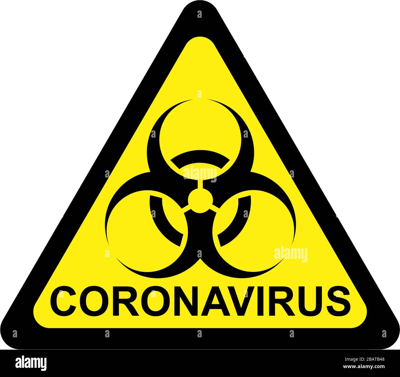 Warning sign with biohazard symbol and CORONAVIRUS text Stock Photo - Alamy