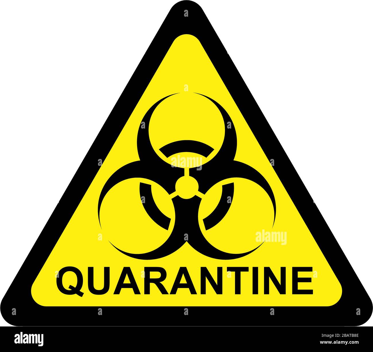 Warning sign with biohazard symbol and QUARANTINE text Stock Photo - Alamy