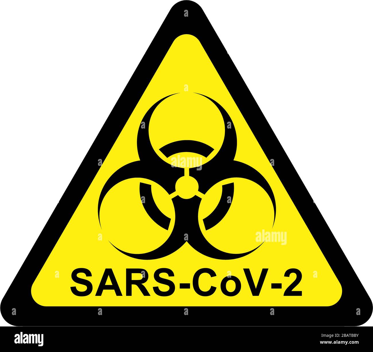 Warning sign with biohazard symbol and SARS-CoV-2 text Stock Photo - Alamy