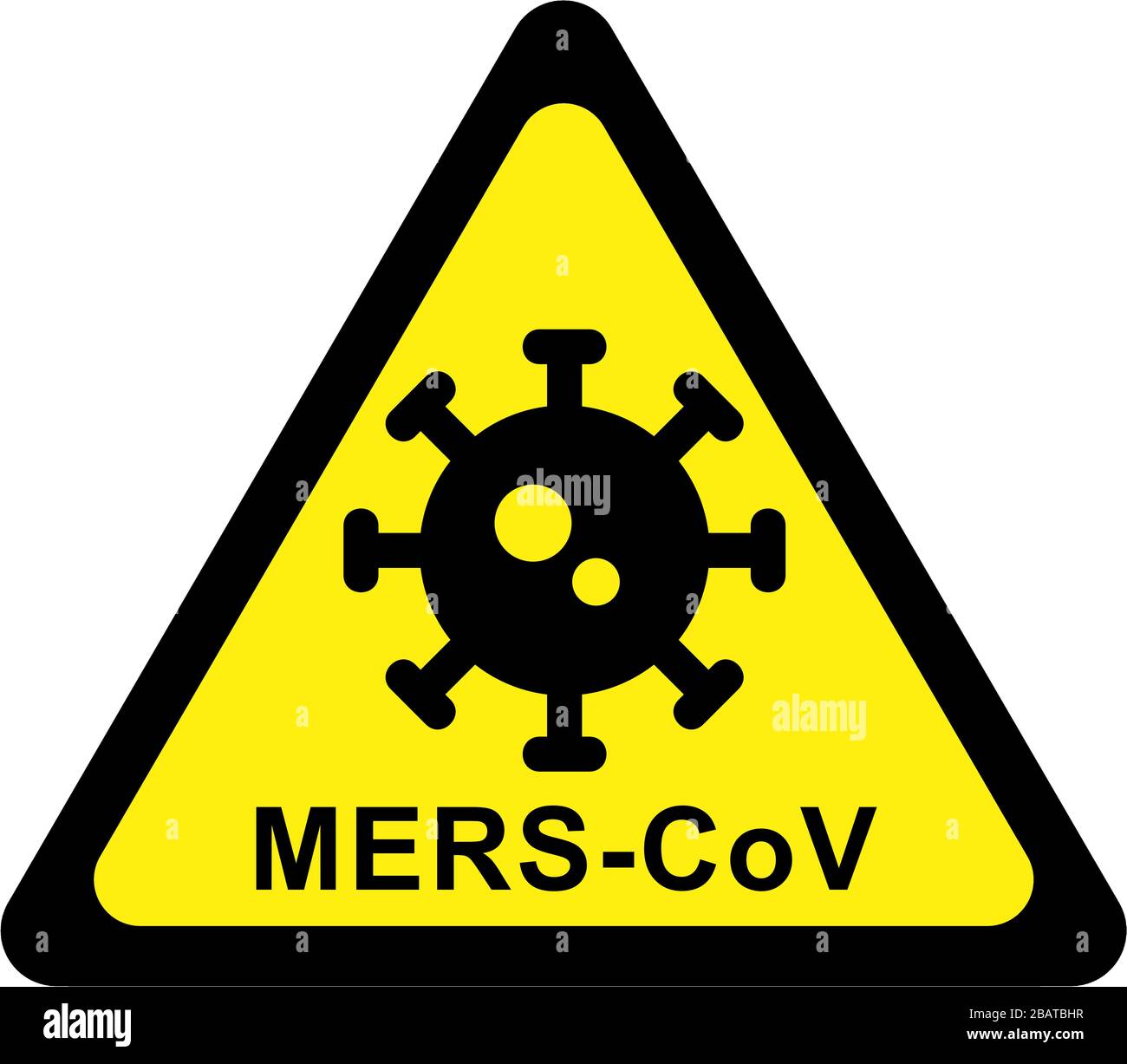 Warning sign with virus symbol and MERS-CoV text Stock Photo - Alamy
