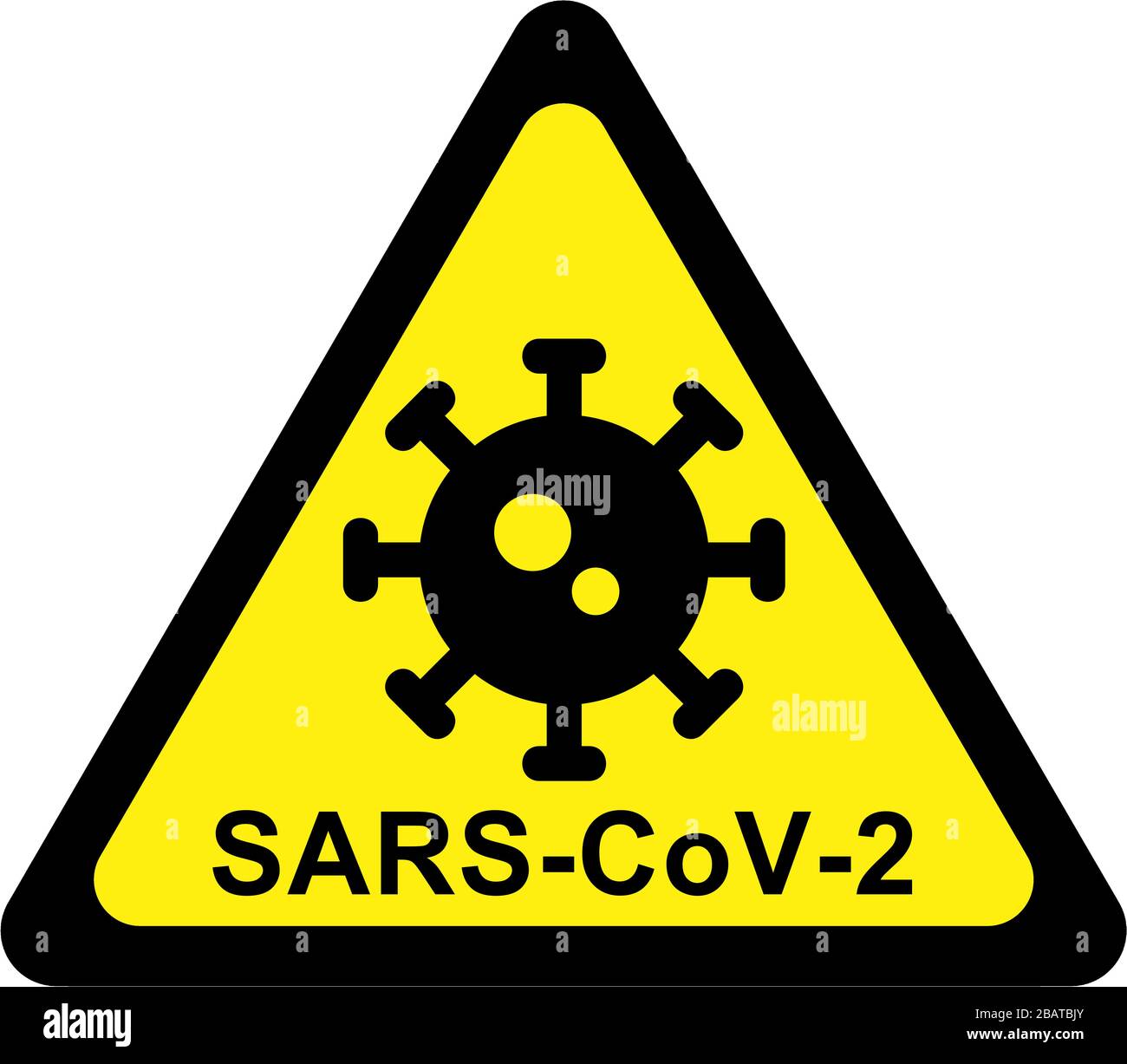 Warning sign with virus symbol and SARS-CoV-2 text Stock Photo - Alamy