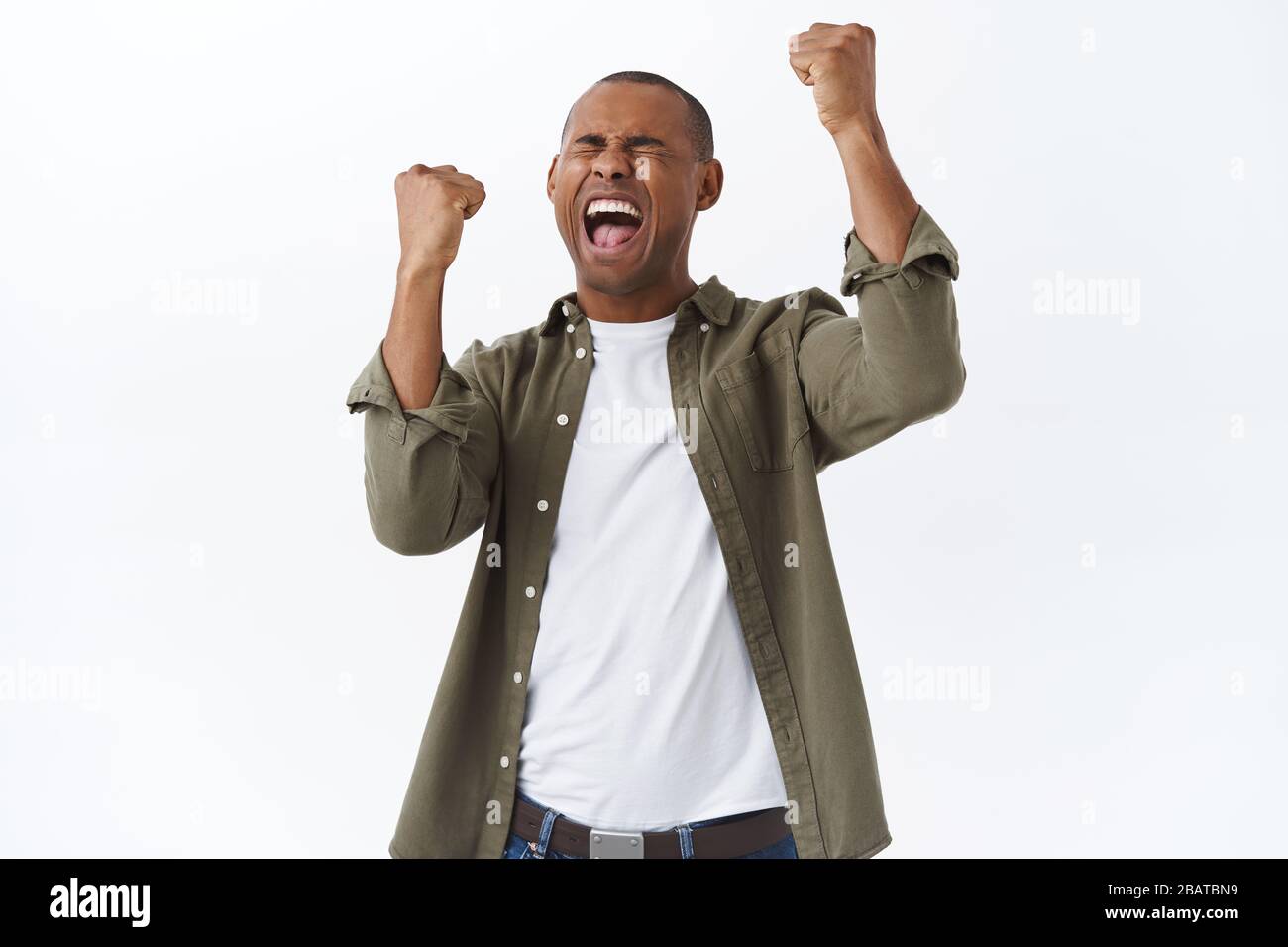 Celebration, achievement and competition concept. Portrait of ...