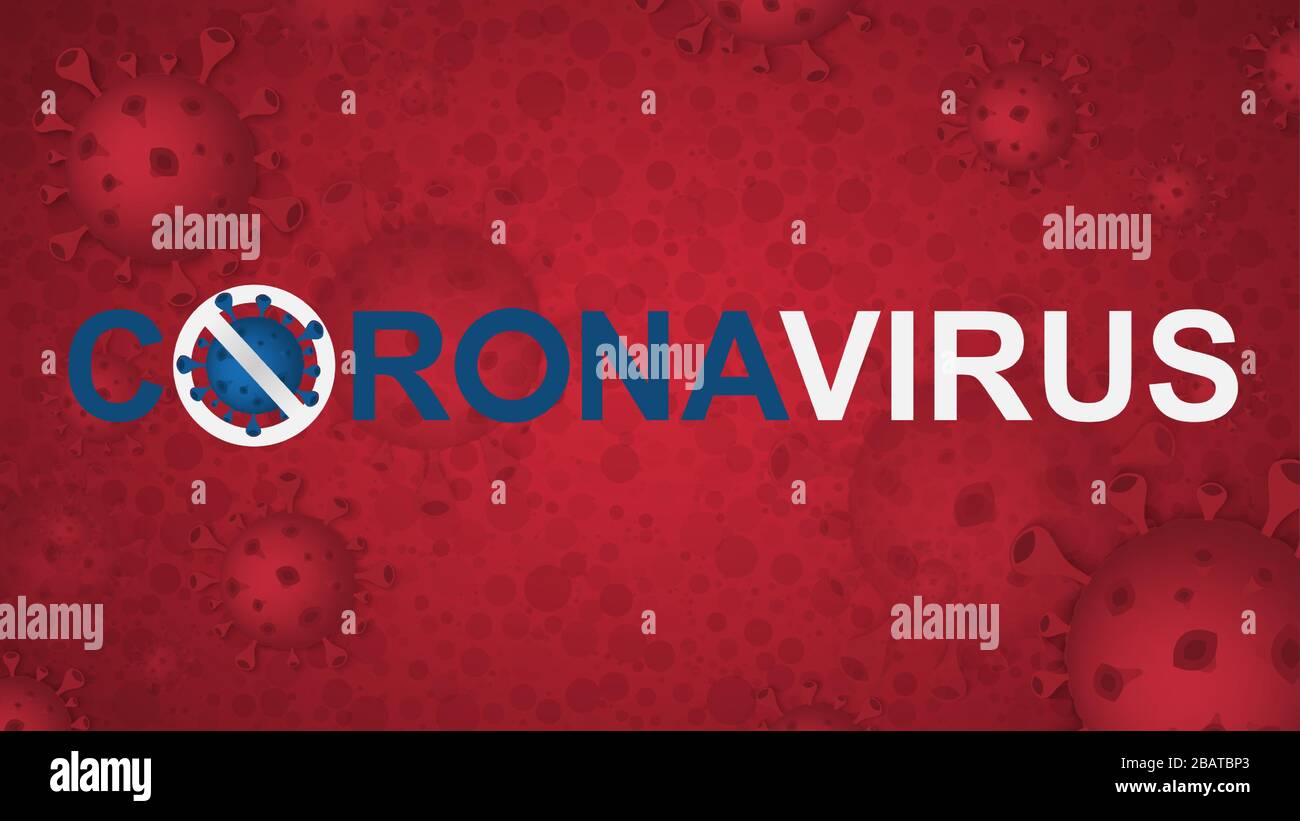 Coronavirus banner in red color with text for different type ...