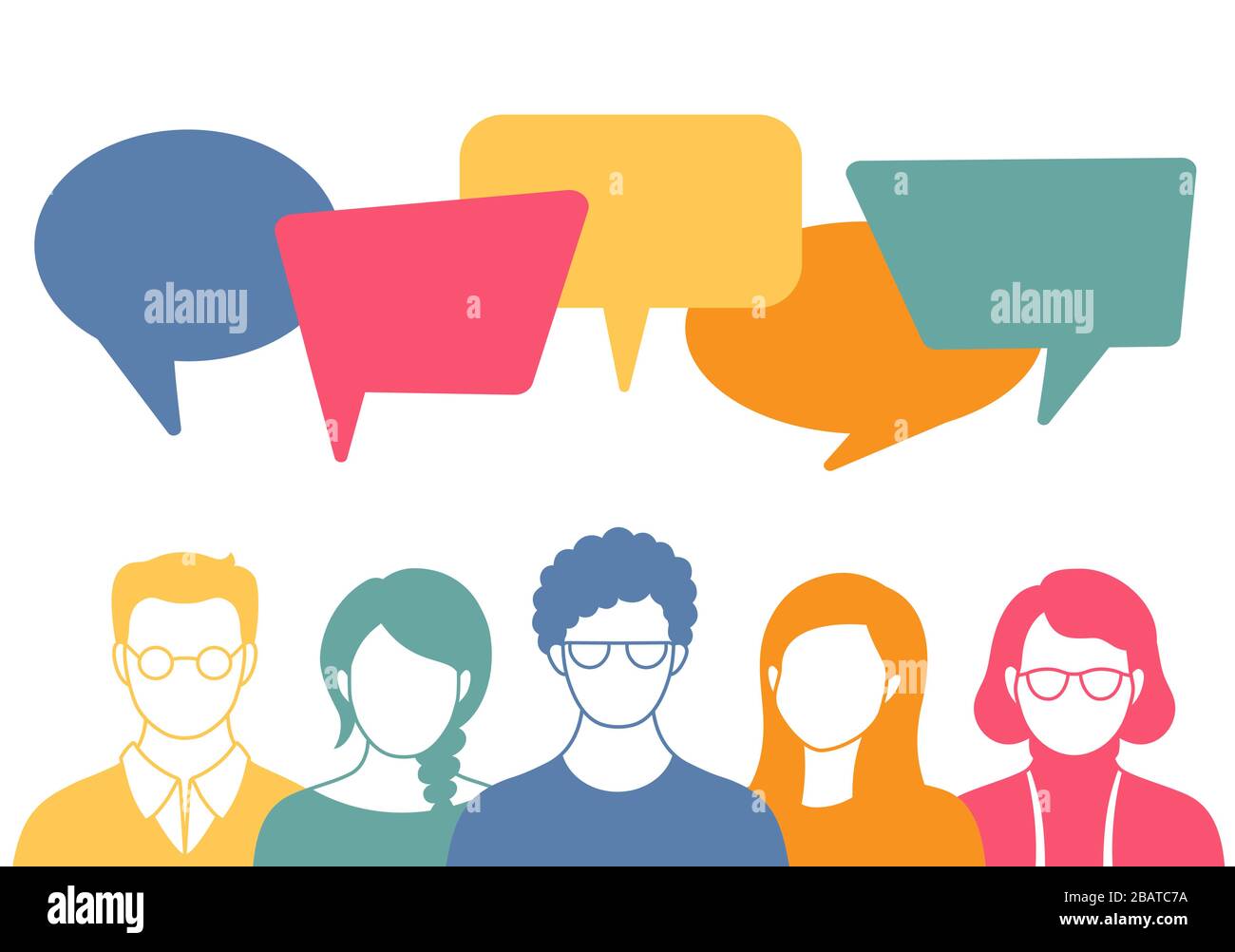 People avatars with speech bubbles. Men and woman communication ...