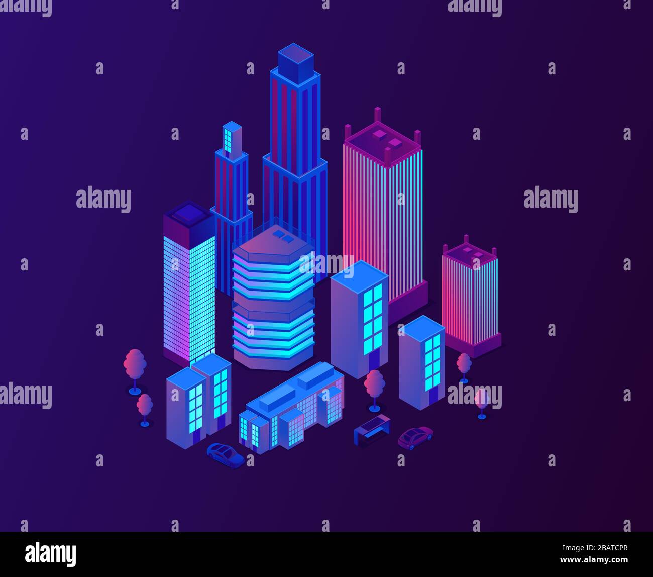 Neon city street design with buildings Stock Vector Image & Art - Alamy
