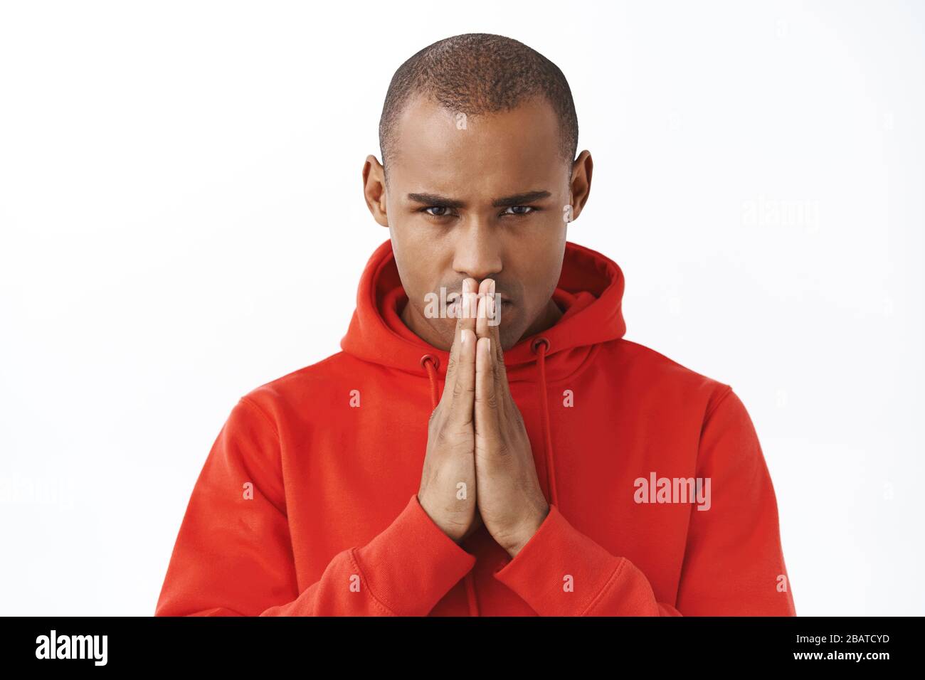 Close-up portrait of serious-looking determined african-american man ...