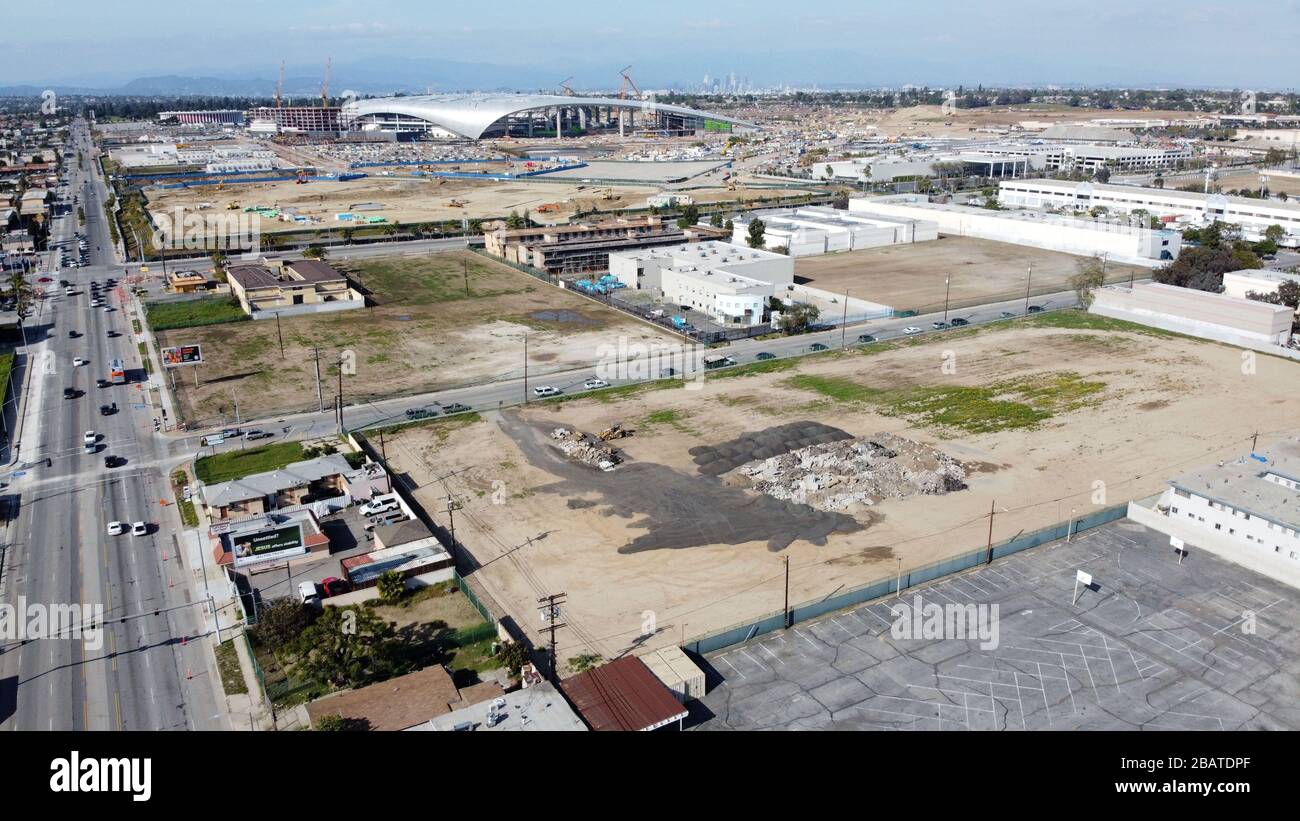 General overall view of the proposed site of LA Clippers arena ...