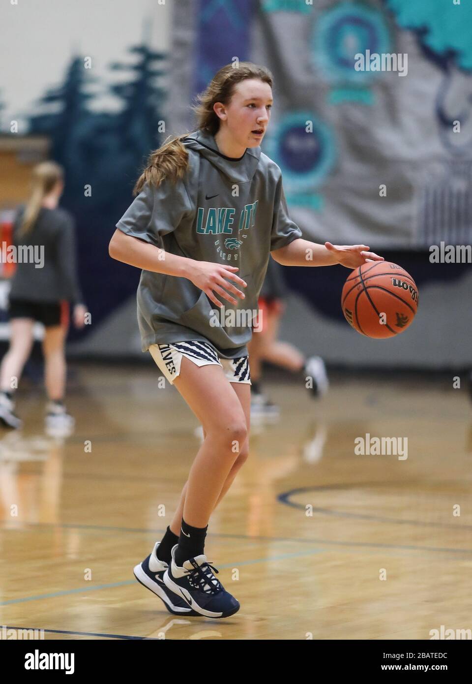 Basketball action with Lewis and Clark vs Lake City High School in ...