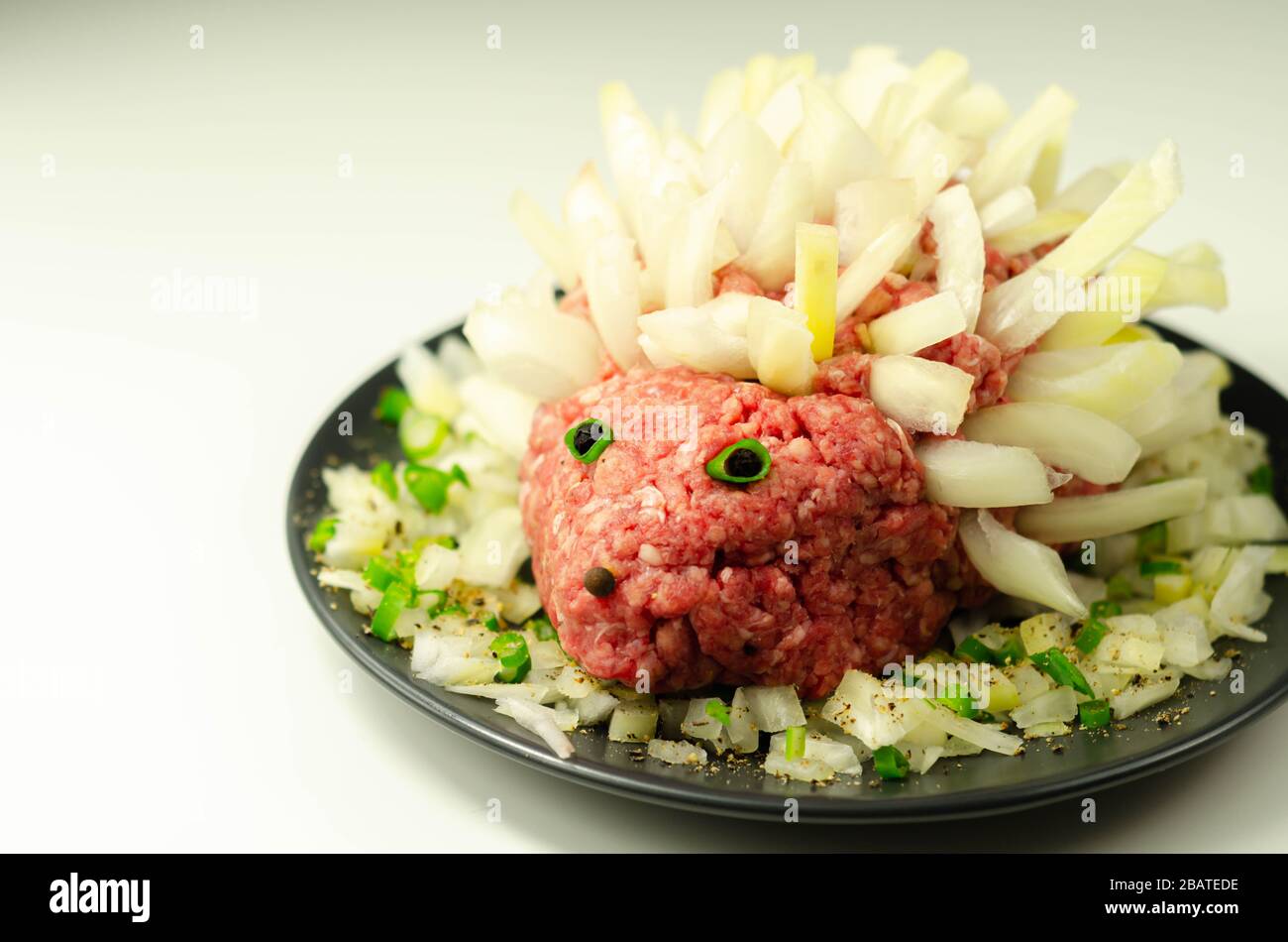 Traditional German dish called Mettigel, Mett served as a Mett hedgehog ...