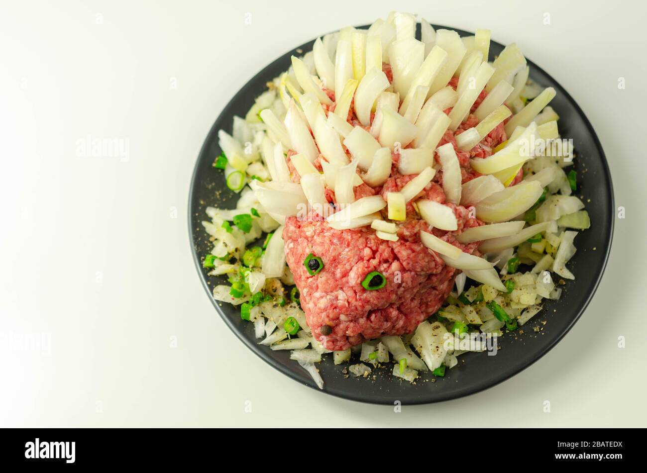 Traditional German dish called Mettigel, Mett served as a Mett hedgehog ...