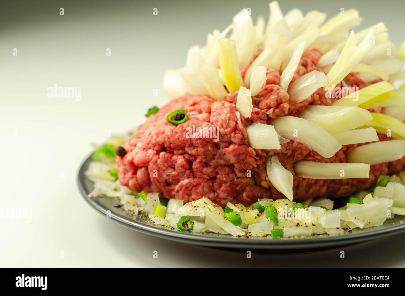 Traditional German dish called Mettigel, Mett served as a Mett hedgehog ...