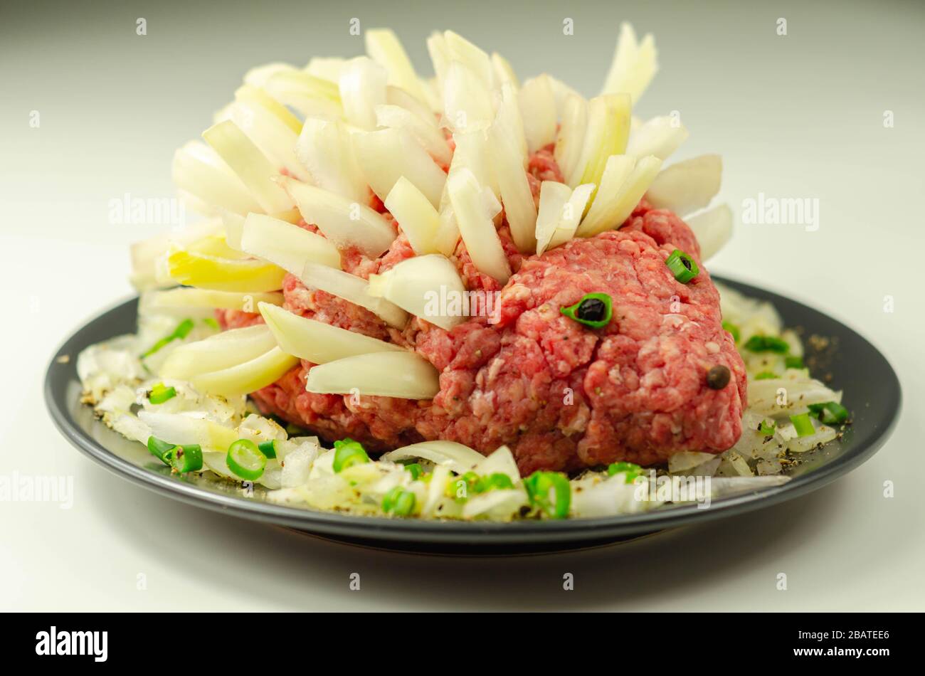 Traditional German dish called Mettigel, Mett served as a Mett hedgehog ...