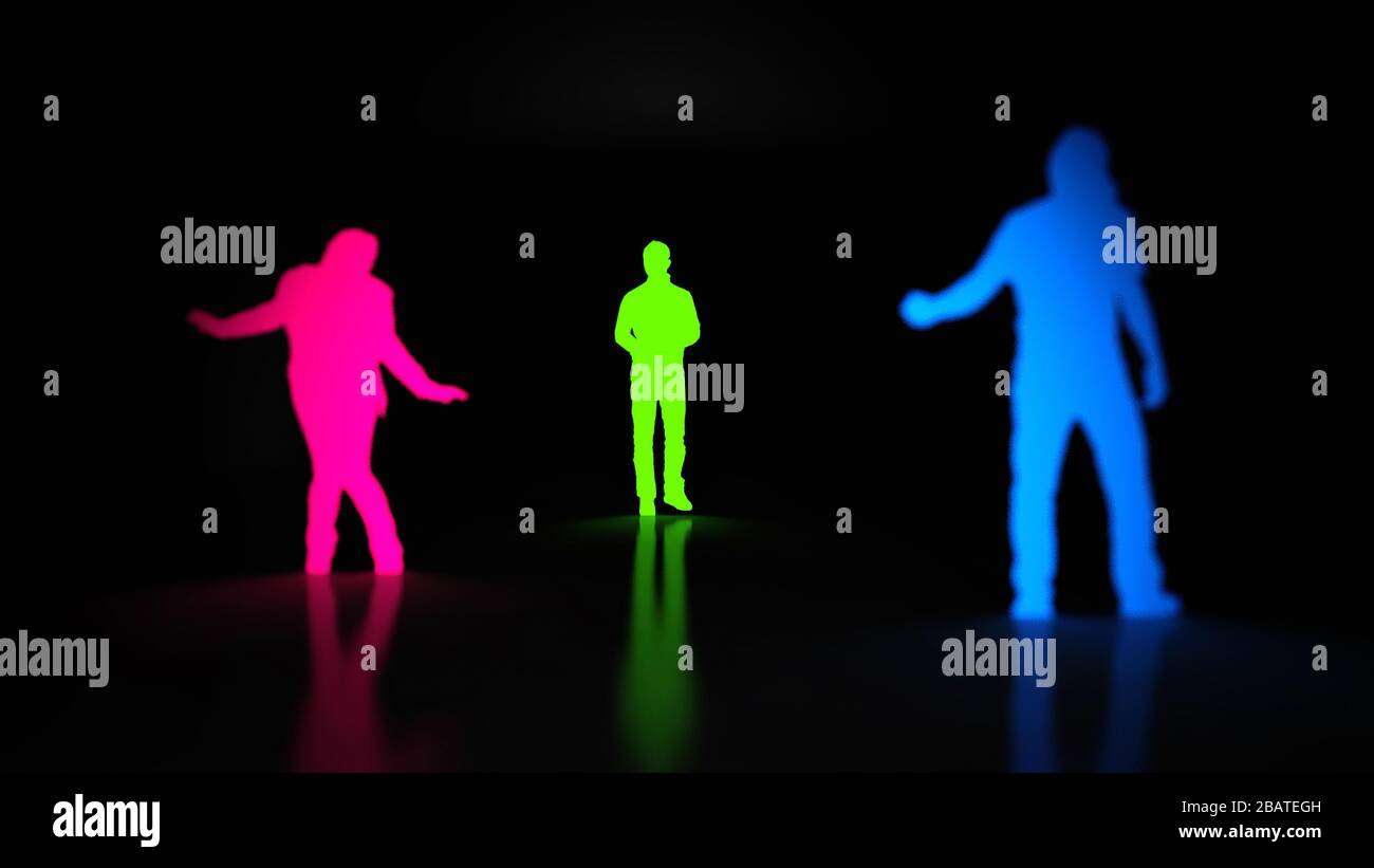 Colorful dancers on a dance floor concept, 3d illustration Stock Photo ...