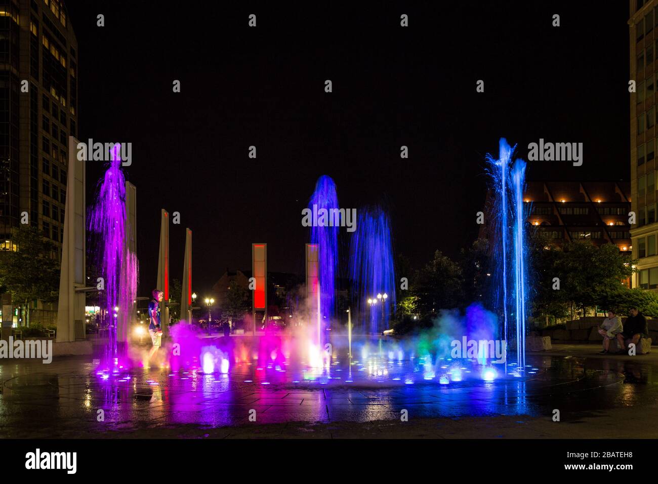 Boston downtown skyline illuminated bright hi-res stock photography and ...