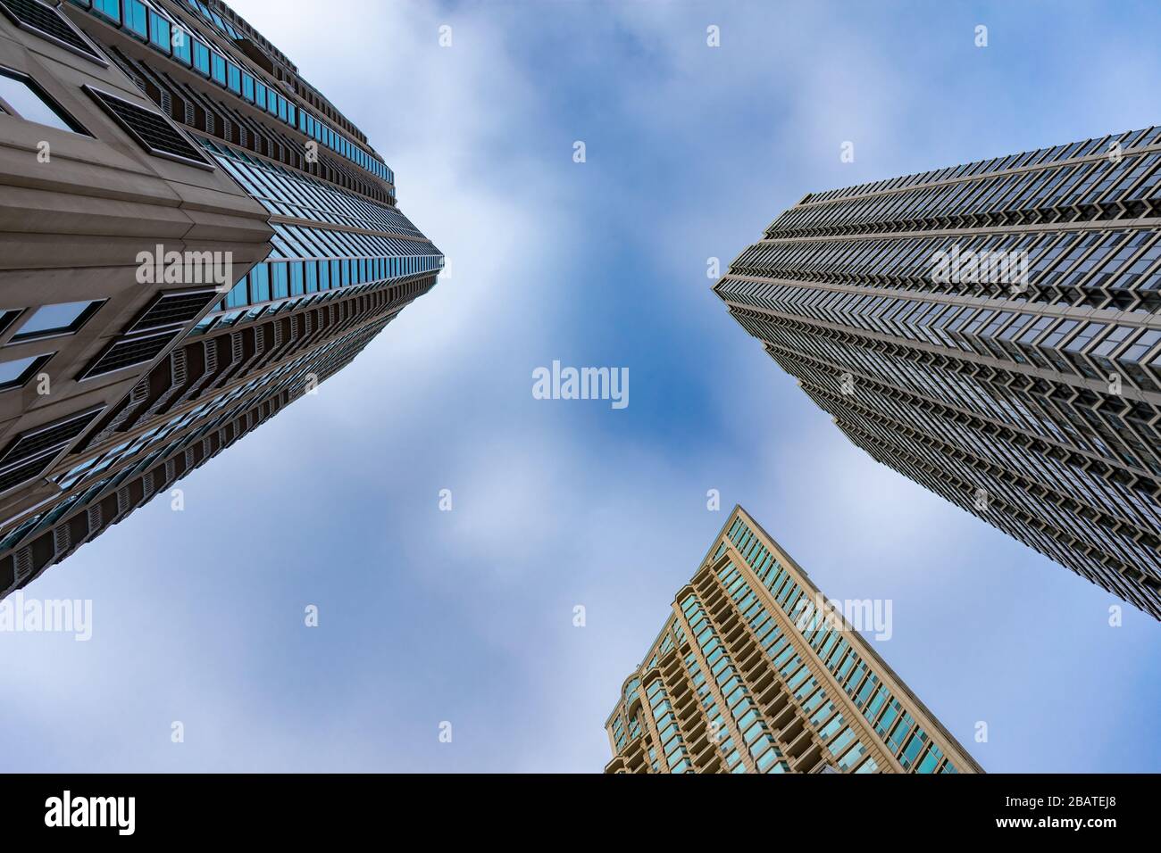 Upward View of Residential Skyscrapers in River North Chicago Stock ...