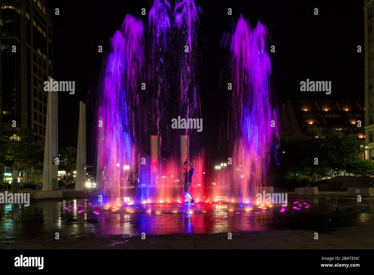 Boston downtown skyline illuminated bright hi-res stock photography and ...