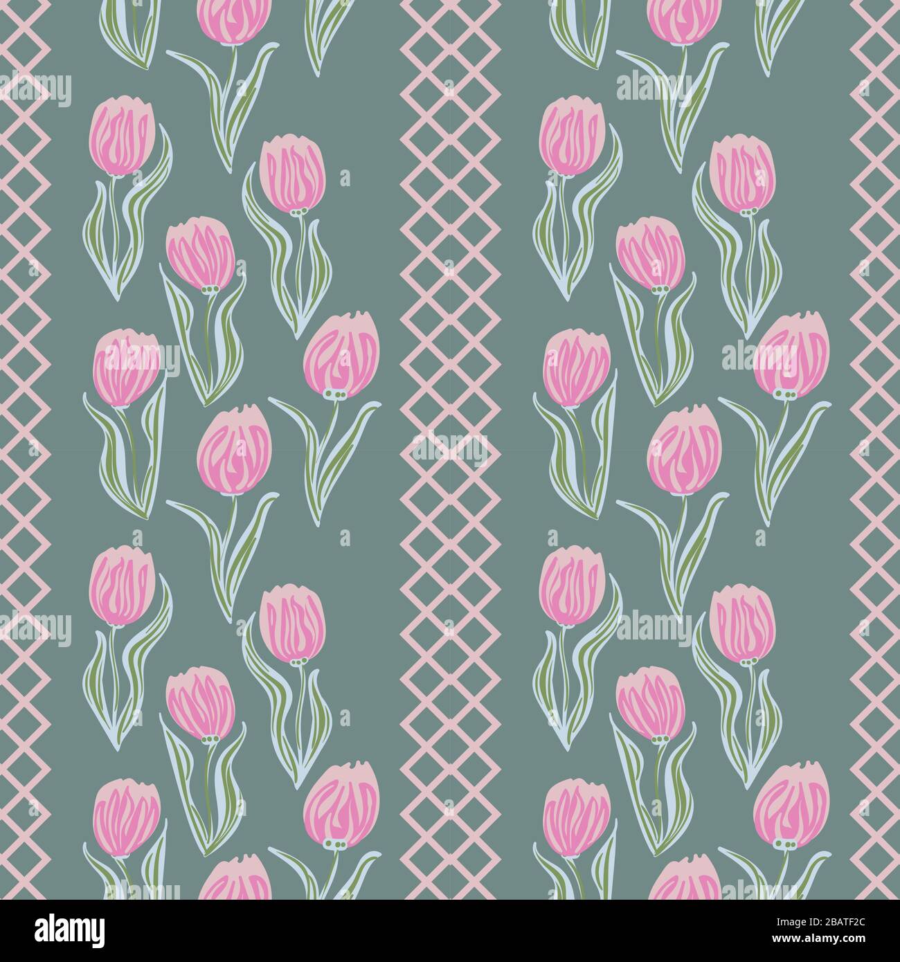 Pink tulips field Stock Vector Images - Alamy
