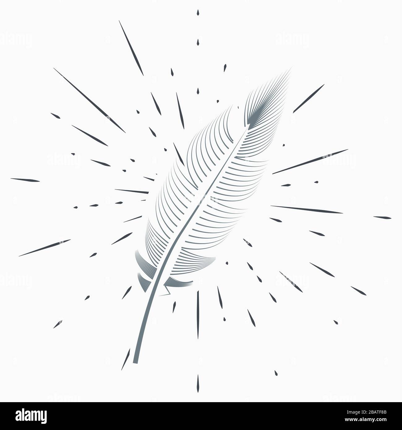 Vintage illustration with sun rays and feather Stock Vector Image & Art ...