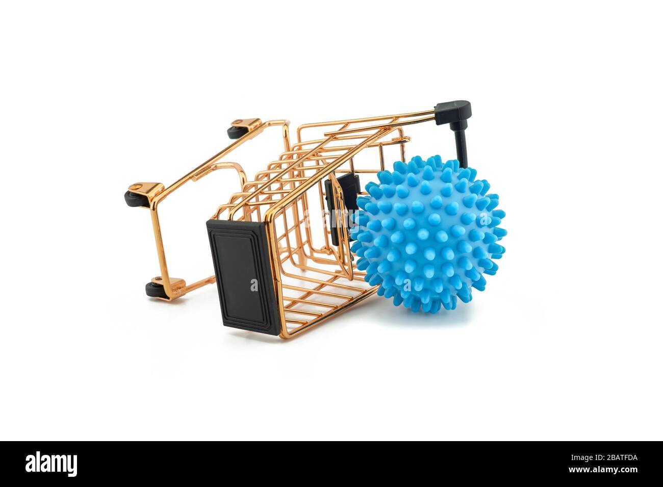 Blue virus molecule and shopping cart conceptual of the possibility of ...
