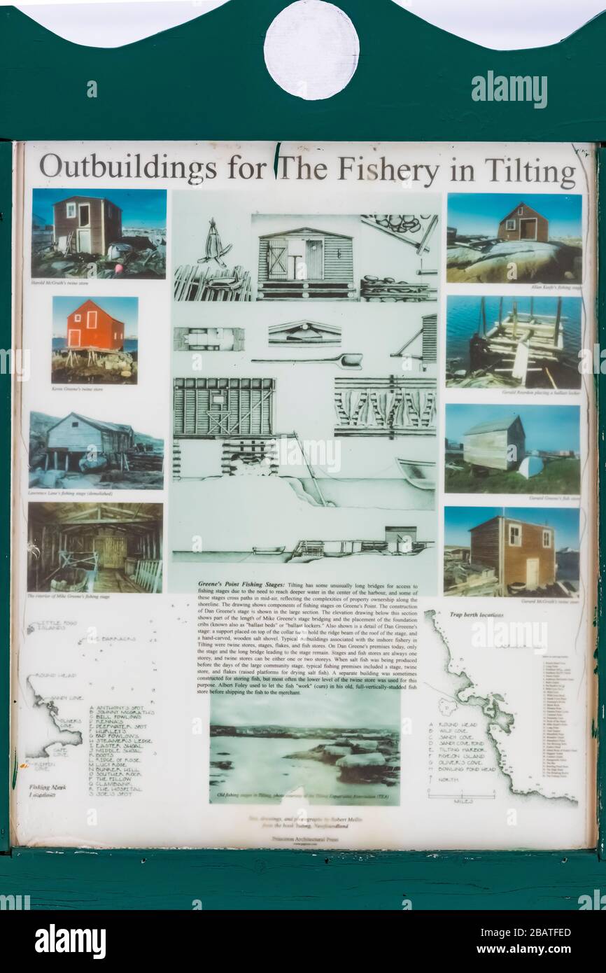 Interpretive sign about outbuildings in the historic fishing village of ...