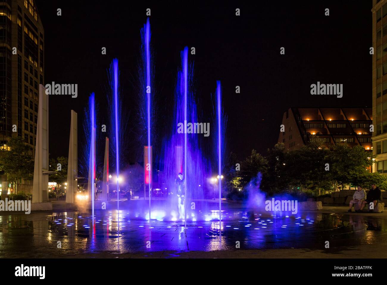 Boston downtown skyline illuminated bright hi-res stock photography and ...
