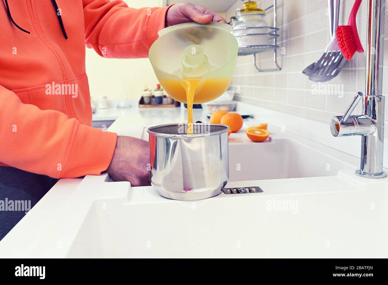 fresh orange juice to drink for breakfast Stock Photo - Alamy