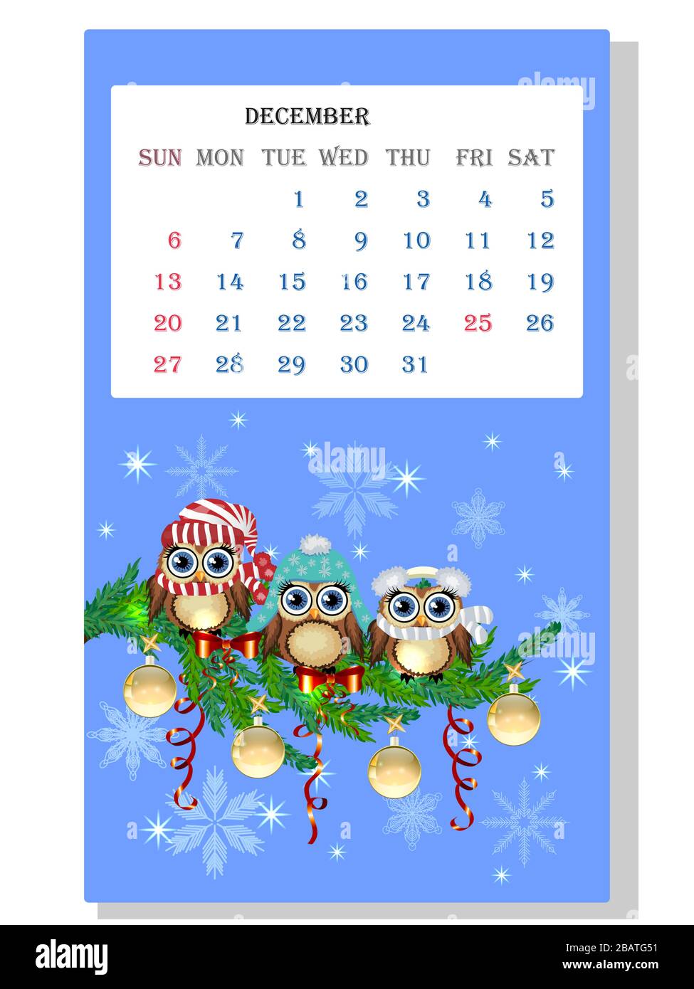 Calendar 2021. Cute owls and birds for every month Stock Vector Image ...