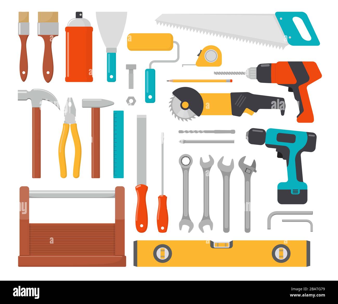 Collection of working tools. Repair and construction tools icon set ...