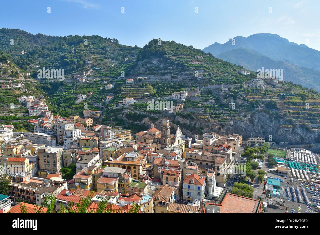 Flowers in a park in the city of Ravello, in the Amalfi Coast, Italy ...