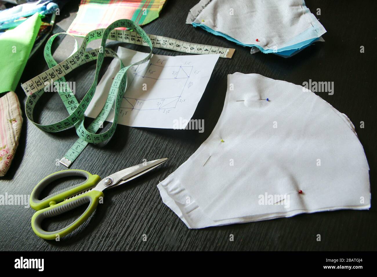 The picture shows the equipment needed for home sewing of the textile ...