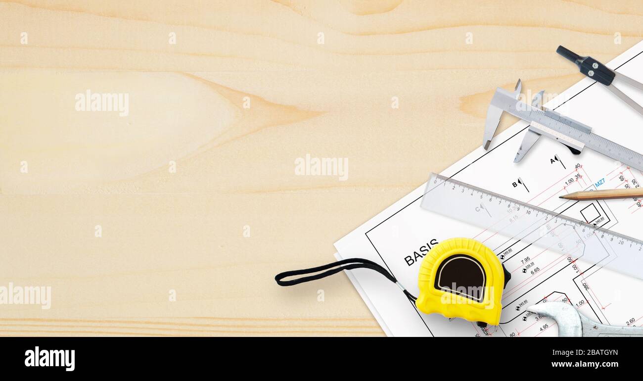 Architectural design and planning composition on work desk. Project ...