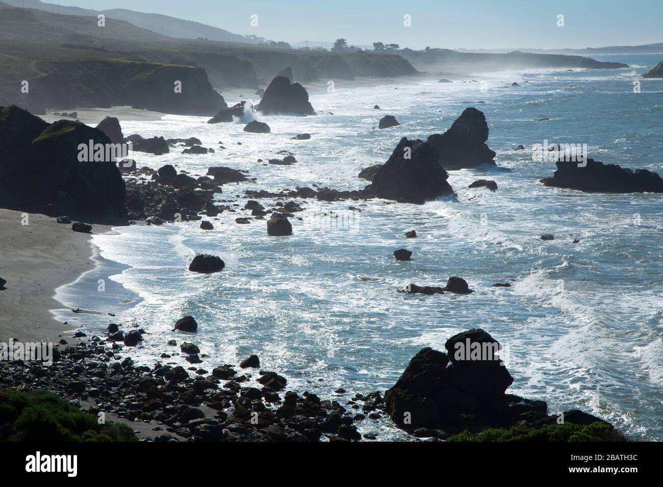 Coastal view along Kortum Trail, Sonoma Coast State Park, California ...