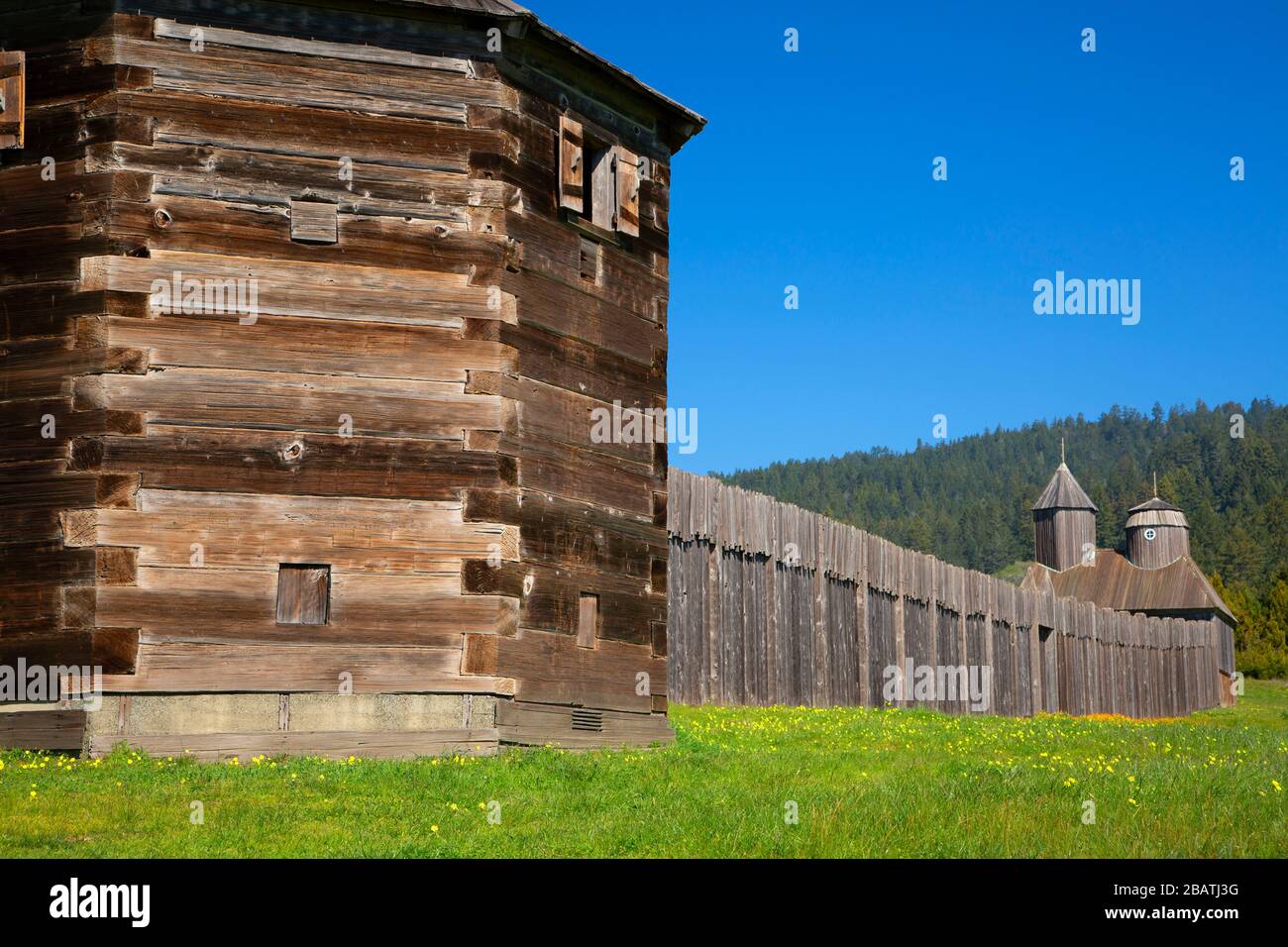 Southeast blockhouse, Fort Ross State Historic Park, California Stock ...