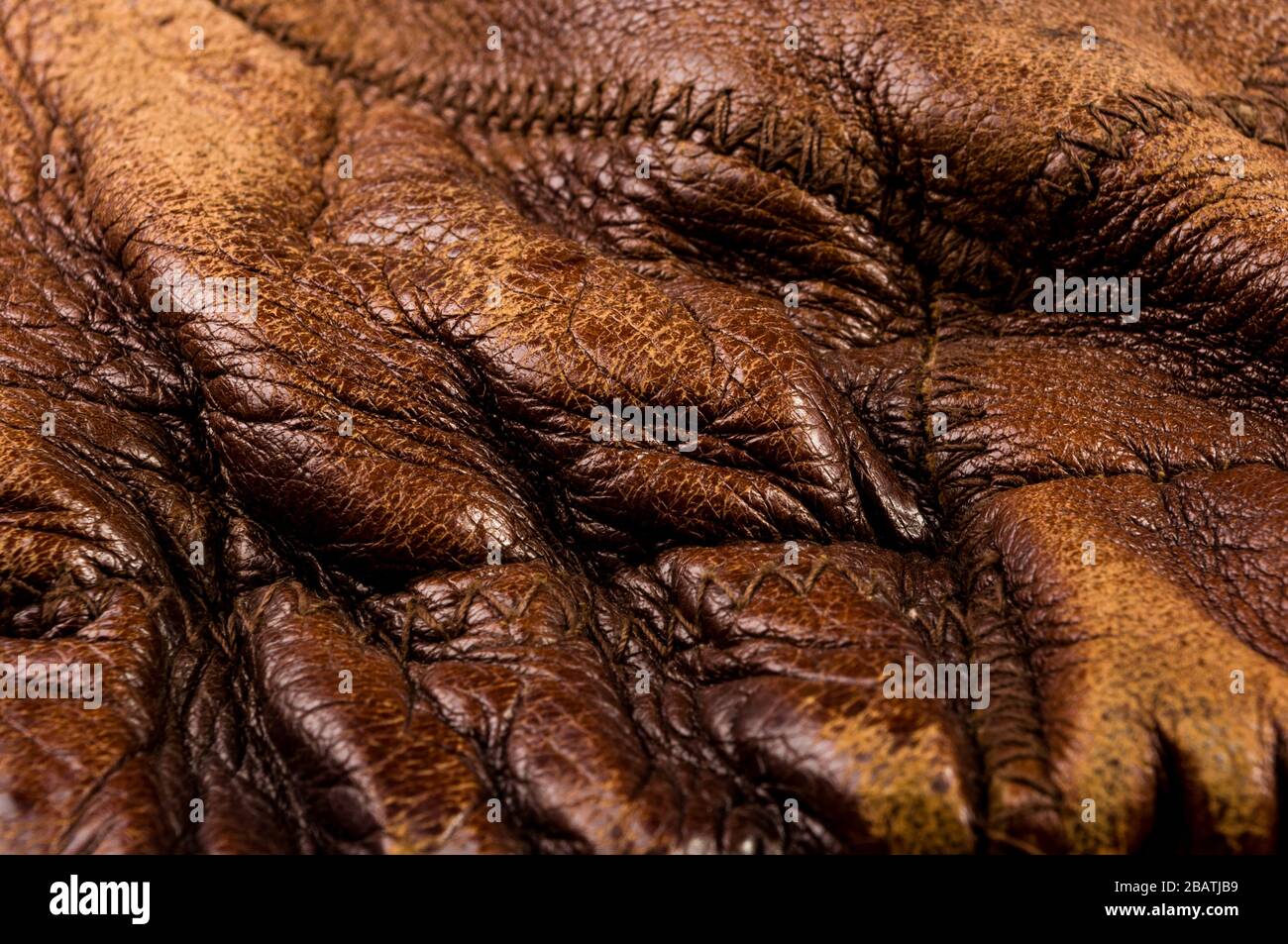 Old vintage genuine soft brown leather texture background, top layer ...