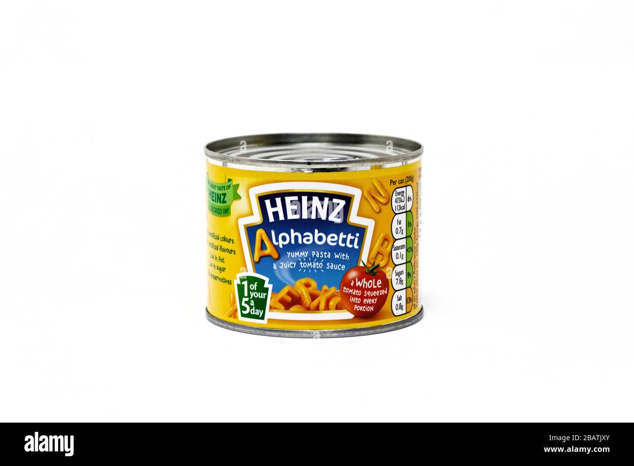Heinz Alphabetti on a white background Stock Photo - Alamy