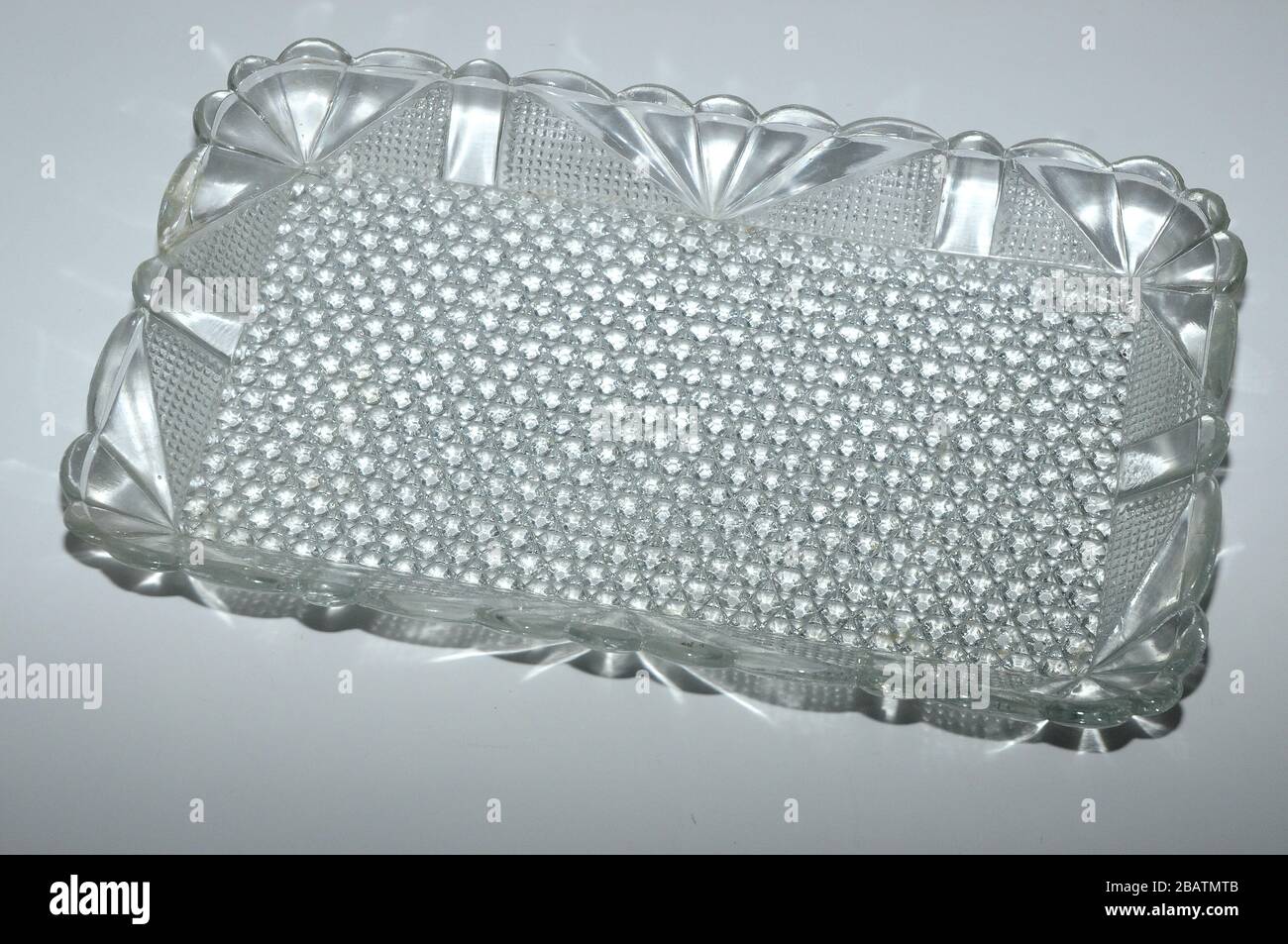 old cut glass tray, glass tray, vintage glass tray Stock Photo - Alamy