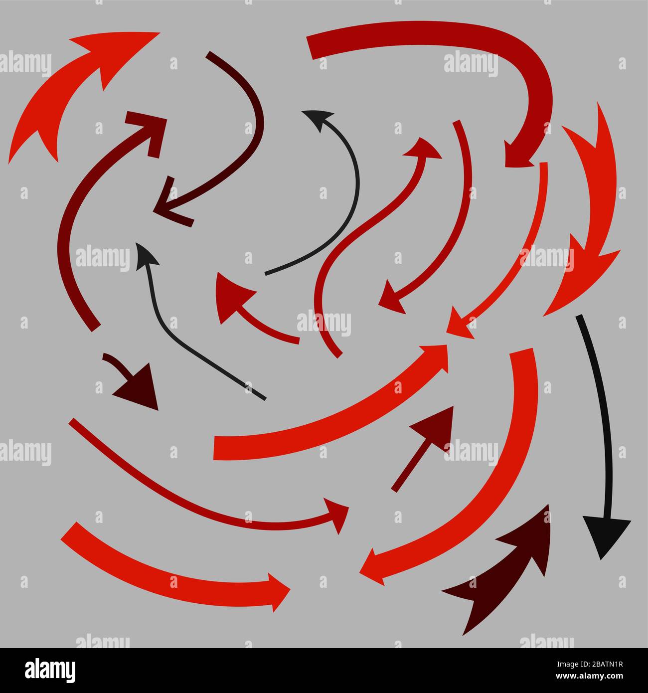 Right direction. Ink illustration. Link symbol icon. Red arrow set ...