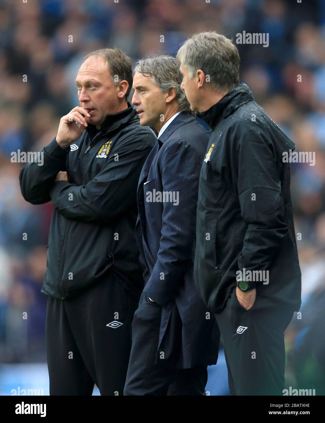 Manchester City first team coach David Platt (left), manager Roberto ...