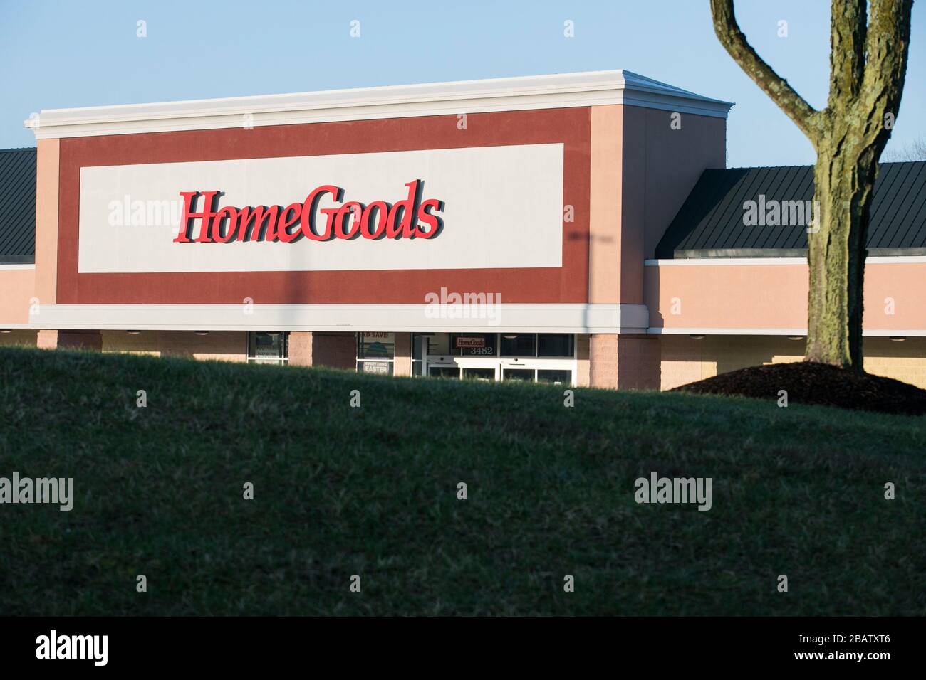 A logo sign outside of a HomeGoods retail store location in Abingdon ...