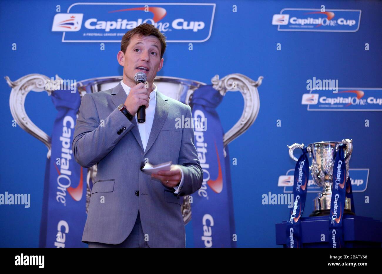 Presenter and host Ben Shepherd talks to guests Stock Photo - Alamy