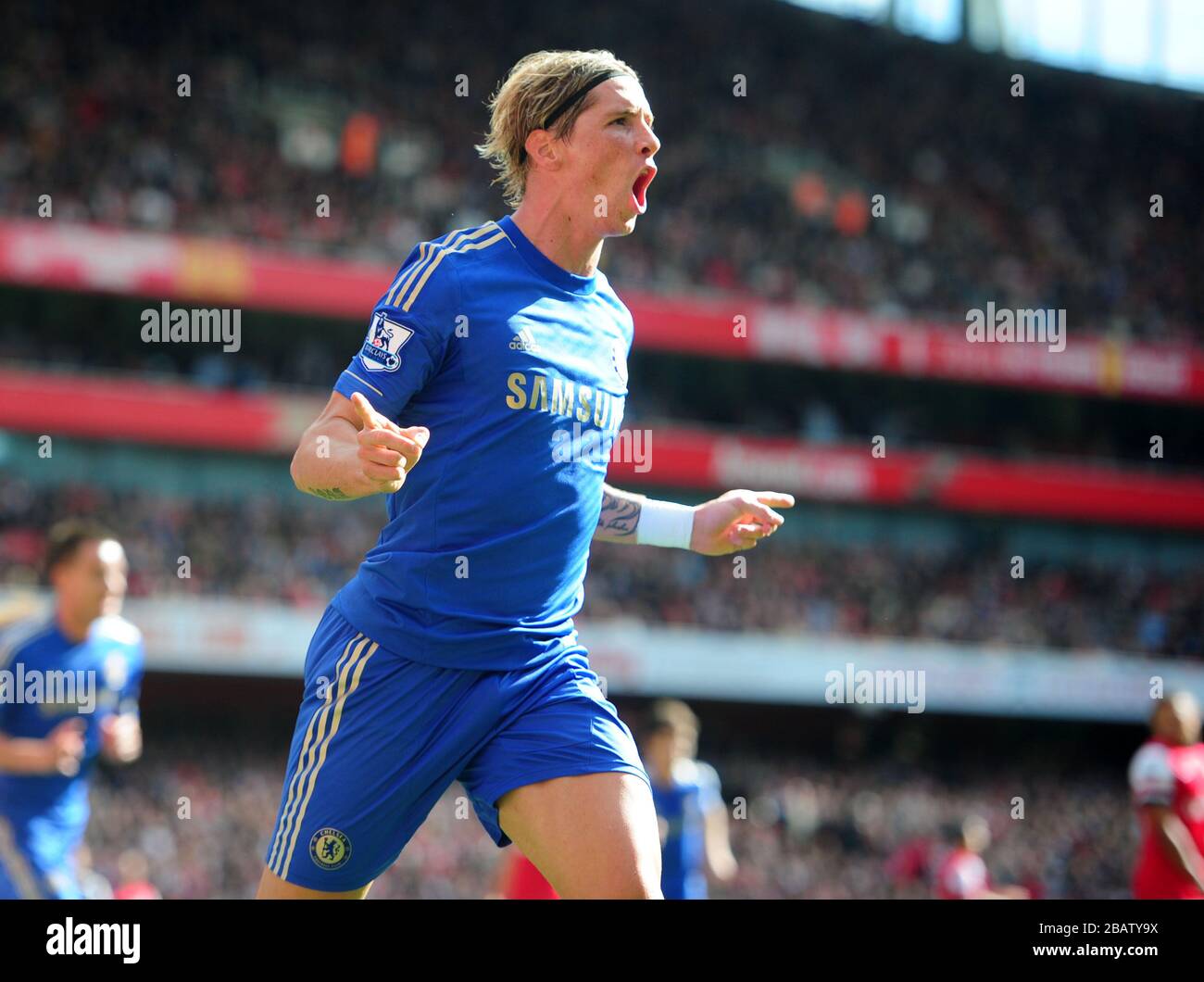 Chelsea's Fernando Torres celebrates scoring the opening goal Stock ...