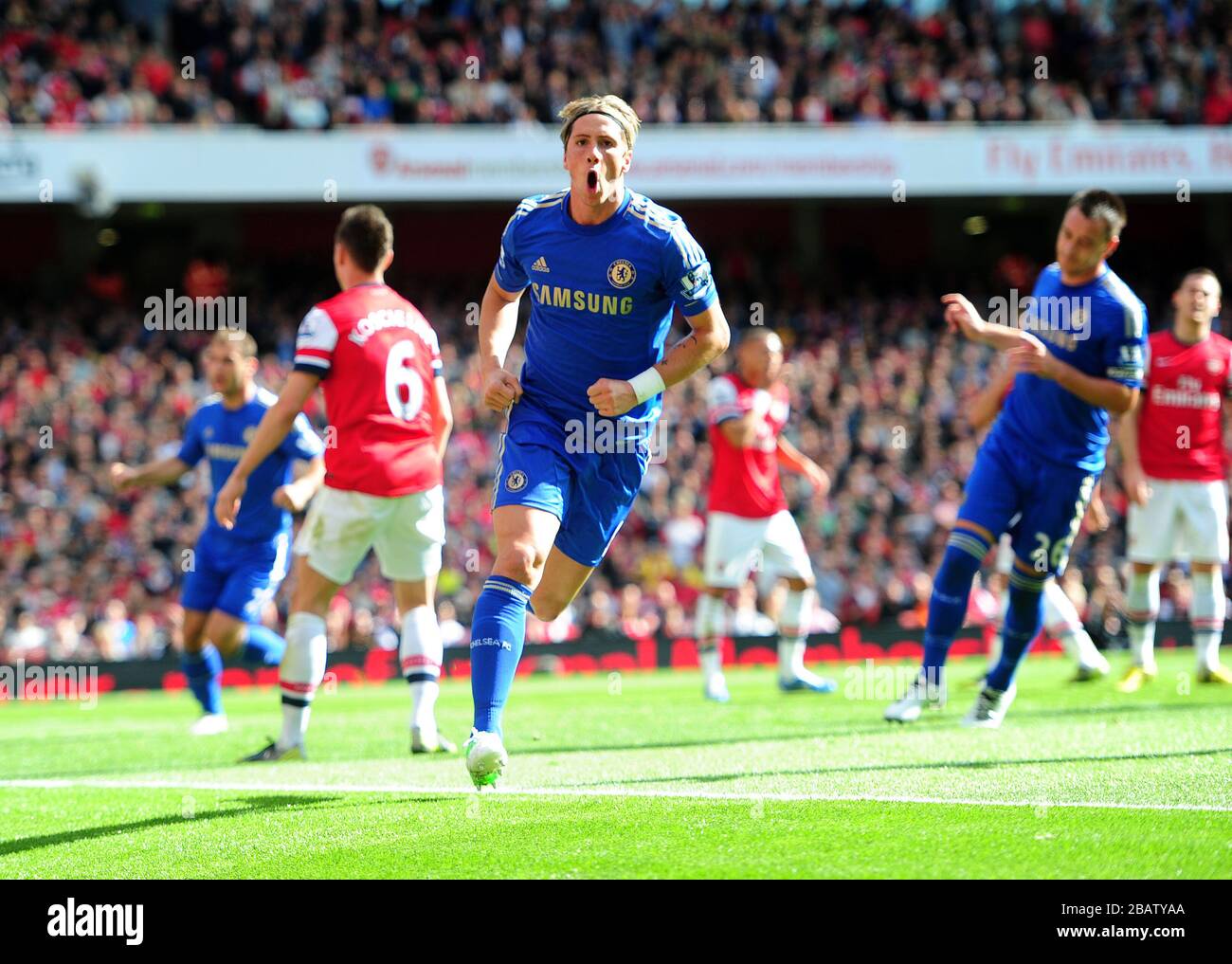 Chelsea's Fernando Torres celebrates scoring the opening goal Stock ...